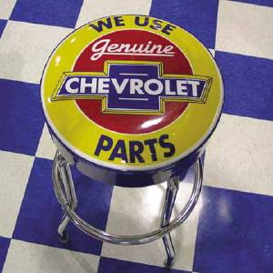 Detail: Chevy Parts » Bar Stool With Chevrolet Parts Logo -Swivel